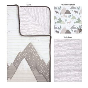 Trend Lab Mountain Baby 3 Piece Crib Bedding Set, Includes Nursery Quilt, Fitted Crib Sheet and Crib Skirt