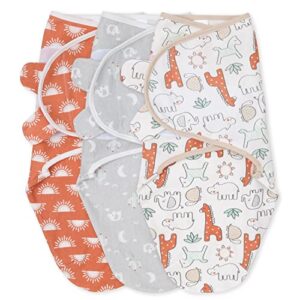 the peanutshell baby swaddle set for boys or girls | unisex 3 pack | desert safari (medium/large - 3-6 months)