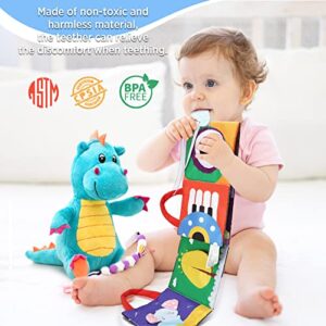 Baby Books 0-6 Months, Newborn Toys, High Contrast Baby Toys with Mirror and Teether, Baby toys 3-6-12 Months, Infant Toys 0-3 Months, Tummy Time Toy, Soft Sensory Touch Feel Book Crib Toy Shower Gift