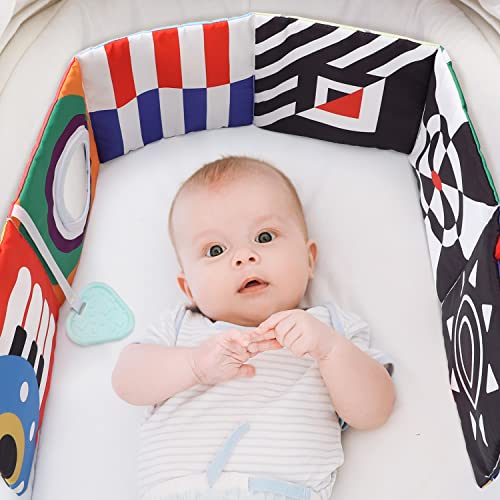 Baby Books 0-6 Months, Newborn Toys, High Contrast Baby Toys with Mirror and Teether, Baby toys 3-6-12 Months, Infant Toys 0-3 Months, Tummy Time Toy, Soft Sensory Touch Feel Book Crib Toy Shower Gift