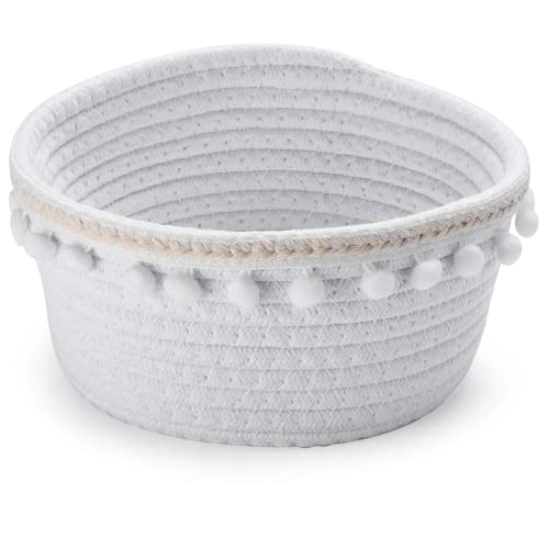 Cotton Rope Storage Basket - Toy Basket, Nursery Baby Laundry Hamper, Decorative Blanket Basket Living Room Storage - Rope Woven Basket for Baby Clothes, Books, Magazines, Blanket - Medium Size