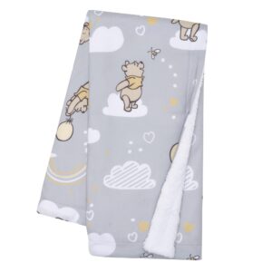 lambs & ivy disney baby hunny bear winnie the pooh gray soft sherpa baby blanket