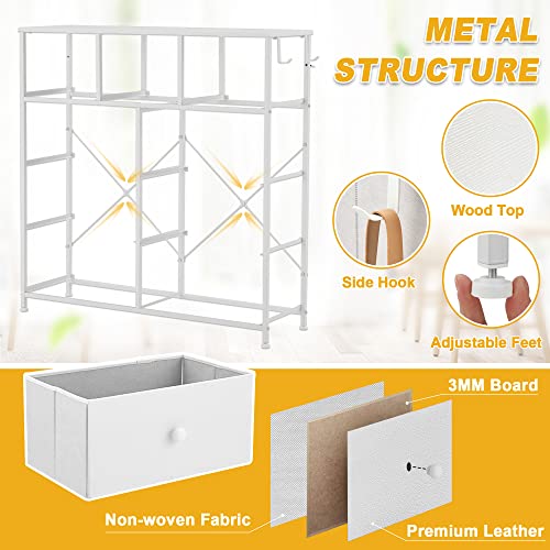 Sapodilla 9 Drawers Dresser for Bedroom,Chest of Drawers with Metal Frame Side Hook Wood Top,Large Capacity Closet Dresser in Living Room Hallway Nursery Storage Room (White, 9 Drawers)