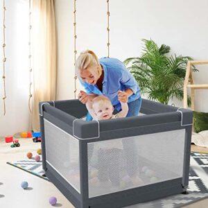 Small Baby Playpen 36" X 36", LUTIKIANG Play Pen for Babies and Toddlers with Gate, Safety Sturdy Baby Fence Play Area, Play Yards for Apartment, Portable Light Weight Play Pin with Anti-Slip Suckers