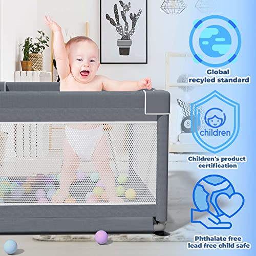 Small Baby Playpen 36" X 36", LUTIKIANG Play Pen for Babies and Toddlers with Gate, Safety Sturdy Baby Fence Play Area, Play Yards for Apartment, Portable Light Weight Play Pin with Anti-Slip Suckers