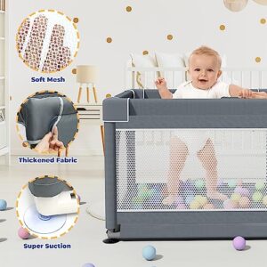 Small Baby Playpen 36" X 36", LUTIKIANG Play Pen for Babies and Toddlers with Gate, Safety Sturdy Baby Fence Play Area, Play Yards for Apartment, Portable Light Weight Play Pin with Anti-Slip Suckers