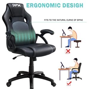 Executive Office Chair, Computer Desk Chair, Ergonomic PU Leather Swivel Managerial Chair, Adjustable High Back Task Chair with Padded Armrests, Black