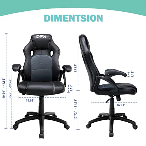 Executive Office Chair, Computer Desk Chair, Ergonomic PU Leather Swivel Managerial Chair, Adjustable High Back Task Chair with Padded Armrests, Black