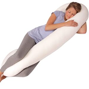 Leachco Snoogle® Supreme │ Total Body Pregnancy/Maternity Pillow │ with a Zippered Removable Cover - Ivory