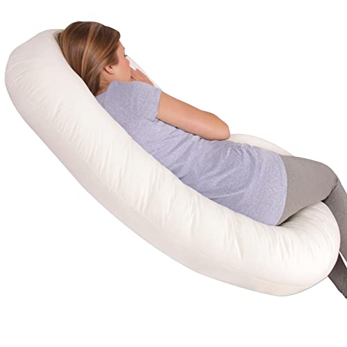 Leachco Snoogle® Supreme │ Total Body Pregnancy/Maternity Pillow │ with a Zippered Removable Cover - Ivory