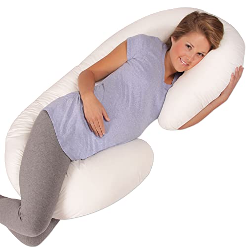 Leachco Snoogle® Supreme │ Total Body Pregnancy/Maternity Pillow │ with a Zippered Removable Cover - Ivory