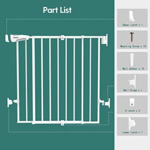 Babelio 26-43" Auto Close Baby/Dog Gate for Stairs, 2-in-1 Easy Swing Doorway and Hallway Pet Gate, with Extra-Wide Walk Thru Door and Threshold-Free Design, White