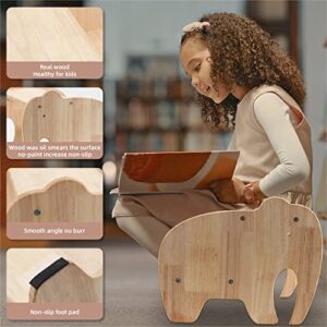 DyPinYise Wooden Step Stool for Kids, Toddler Step Stool of Elephant Shape Two Step Children's Stool for Bathroom Sink, Kitchen, Bedroom, Potty Training