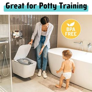 Travel Potty Seat for Toddler & Kid, Maliton Portable Potty Seat with Storage Bag, Foldable Potty Seat for Toddler Travel, Non-Slip Potty Training Toilet Seat Cover wth Splash Guard (Grey)