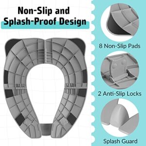 Travel Potty Seat for Toddler & Kid, Maliton Portable Potty Seat with Storage Bag, Foldable Potty Seat for Toddler Travel, Non-Slip Potty Training Toilet Seat Cover wth Splash Guard (Grey)