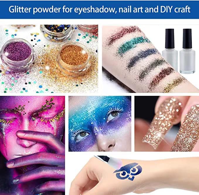 Temporary Glitter Tattoo Kit for Kids, 24 Glitter Colors,187 Unique Stencils, 2 Glue, 5 Brushes, Adults & Kids Arts Glitter Make Up Kit, Gifts for Girls Boys Birthday Party Festival Children's Day