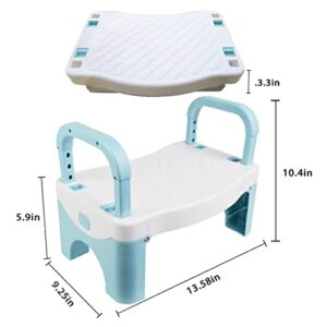 Kids Folding Step Stool for Kitchen, Bathroom Sink with Handle for Toddlers Boy & Girls, Toilet, Lightweight Plastic Potable Potty Training Stool and Seat-Turquoise