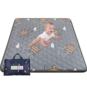 playpen mat for baby to playing, thick 50x50 inch baby crawling mat on floor non-slip play mat with ultra soft padded, versatile play space for babies, infants, toddlers (grey|cartoon)