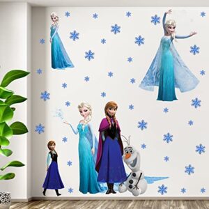 frozen wall decals colorful cute for kids self-adhesive vinyl removable wall decals diy decorations for nursery girls bedroom playroom living room murals (15.7 x31.4 in)