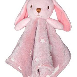 Believe BigDreams Rabbit Lovey Blanket - Baby Security Blankets for Girls - Polyester Baby Boy Security Blanket 15 x 15 Inches Lovies for Babies Glows in The Dark Stuffed Blanket Animal