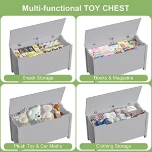 Mancofy Wooden Toy Chest, Kids Toy Box，Furniture for Playroom, Bench with Safety Hinged Lid, Wooden Toy Box Storage Organizer, Children's Furniture Toy Chest (Gray)