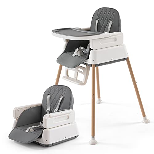 3 in 1 Baby High Chair,Adjustable Convertible Chairs Baby High Chairs for Babies and Toddlers,Portable and Easy to Clean,Gray