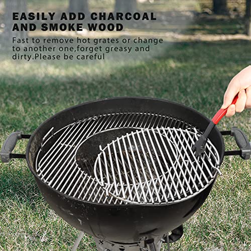 KAMaster Cast Iron Grill Grate Lifter,Grid Lifter Gripper Fit Big Green Egg Accessories Kamado Grill Joe Primo Vision Louisiana Grills,Grate Lifters with Red Protective Cover for Moving Hot Grate