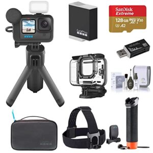 gopro hero11 black creator edition waterproof action camera water sport, bundle with 128gb memory card, protective housing, battery, adventure kit 2.0, cleaning kit