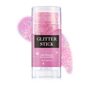 dageda body glitter,face glitter cream chunky glitter stick for hair nail,body glitter stick sparkling mermaid sequins,holographic glitter festival rave accessories stage christmas makeup (pink)