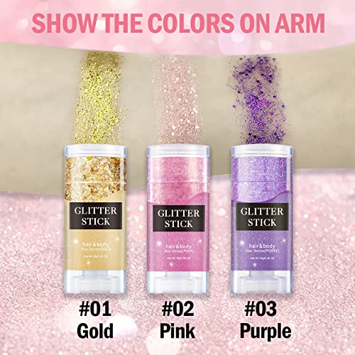 DAGEDA Body Glitter,Face Glitter Cream Chunky Glitter Stick for Hair Nail,Body Glitter Stick Sparkling Mermaid Sequins,Holographic Glitter Festival Rave Accessories Stage Christmas Makeup (Pink)