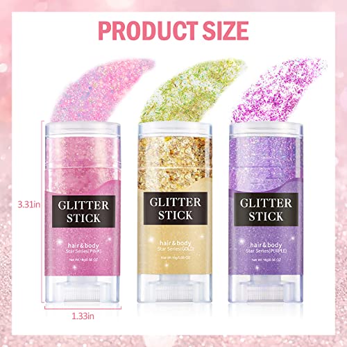 DAGEDA Body Glitter,Face Glitter Cream Chunky Glitter Stick for Hair Nail,Body Glitter Stick Sparkling Mermaid Sequins,Holographic Glitter Festival Rave Accessories Stage Christmas Makeup (Pink)