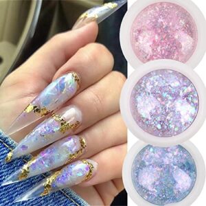 4 jars opal flakes nail sequins purple holographic glitter diy nail crystal acrylic chrome powder irregular shiny mermaid mirror neon nails manicure paillettes nail art decorations