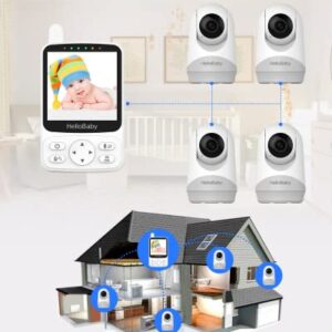 HelloBaby Monitor with 29Hour Battery Life and 4" IPS Screen, No WiFi, Video Baby Monitor with Camera and Audio 1000ft Long Rang Auto Night Vision 2 Way Audio Temperature VOX Mode for Baby Pet Eldly