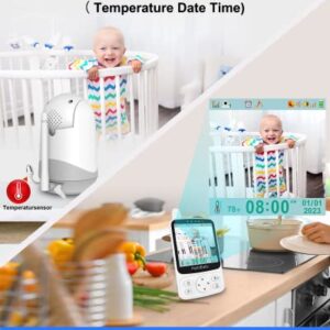 HelloBaby Monitor with 29Hour Battery Life and 4" IPS Screen, No WiFi, Video Baby Monitor with Camera and Audio 1000ft Long Rang Auto Night Vision 2 Way Audio Temperature VOX Mode for Baby Pet Eldly