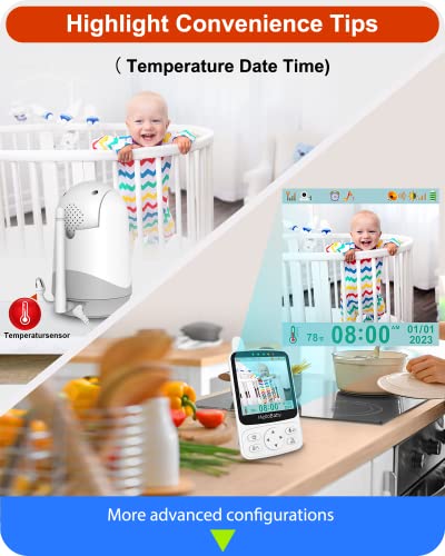 HelloBaby Monitor with 29Hour Battery Life and 4" IPS Screen, No WiFi, Video Baby Monitor with Camera and Audio 1000ft Long Rang Auto Night Vision 2 Way Audio Temperature VOX Mode for Baby Pet Eldly