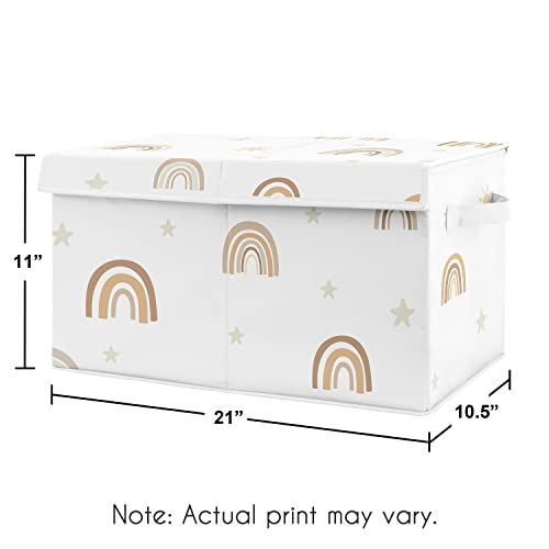 Sweet Jojo Designs Neutral Boho Rainbow Girl Boy Unisex Small Fabric Toy Bin Storage Box Chest Baby Nursery Kids Room Mustard Yellow Pumpkin Orange Bohemian Sunshine Modern Vintage Beige Gold Tan