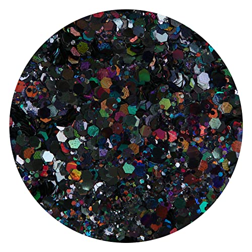 TORC 4 OZ Black Holographic Glitter 4 Ounce Mix Chunky Glitter Bulk for Resin Craft Cosmetic Art Festival Decoration