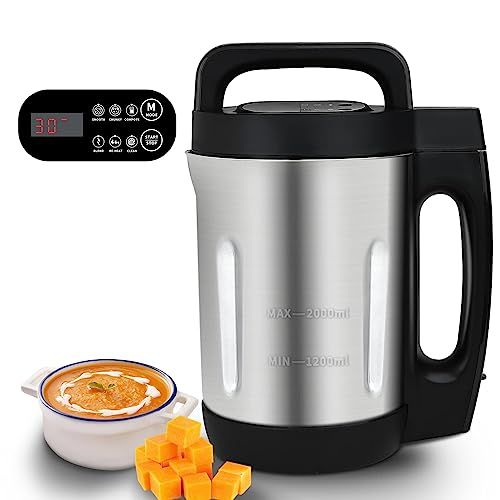 Potlimepan Soup Maker Machine 2 L, 8 in 1 Multi-Funcation Soup and Smoothie Maker with Led Control Panel, Stainless Steel Hot Soup Maker Electric, Makes 3-6 Servings Smart Living for Home Commercial Use Black