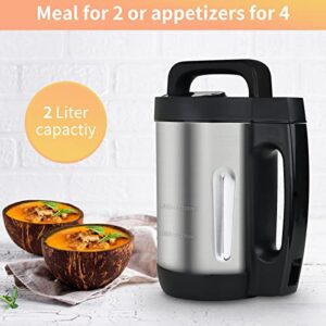 Potlimepan Soup Maker Machine 2 L, 8 in 1 Multi-Funcation Soup and Smoothie Maker with Led Control Panel, Stainless Steel Hot Soup Maker Electric, Makes 3-6 Servings Smart Living for Home Commercial Use Black