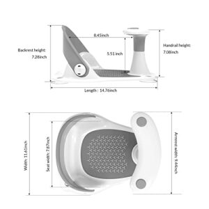 REIKTLUD Baby Bath Seat,Baby Bathtub Bath Seat for Sit-up,Infant Bath Seat,Bath Seat for Baby 6-36 Months,Water Thermometer–Non–Slip Soft Mat–with 4 Secure Suction Cups Provides Backrest Support(Gray)