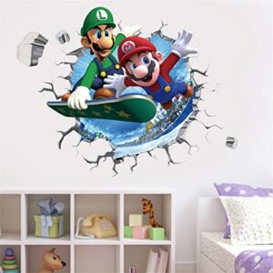 sktffr mario brothers wall decals children cartoon bedroom background wall decoration pvc wall decor for boys room living room (size 23.7 x 17.7 inch)