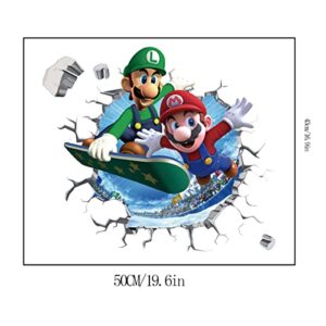 SKTFFR Mario Brothers Wall Decals Children Cartoon Bedroom Background Wall Decoration PVC Wall Decor for Boys Room Living Room (Size 23.7 x 17.7 inch)