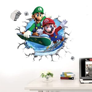 SKTFFR Mario Brothers Wall Decals Children Cartoon Bedroom Background Wall Decoration PVC Wall Decor for Boys Room Living Room (Size 23.7 x 17.7 inch)