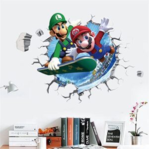 SKTFFR Mario Brothers Wall Decals Children Cartoon Bedroom Background Wall Decoration PVC Wall Decor for Boys Room Living Room (Size 23.7 x 17.7 inch)