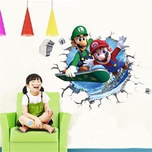 SKTFFR Mario Brothers Wall Decals Children Cartoon Bedroom Background Wall Decoration PVC Wall Decor for Boys Room Living Room (Size 23.7 x 17.7 inch)