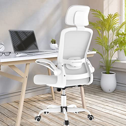 Mimoglad Office Chair, High Back Ergonomic Desk Chair with Adjustable Lumbar Support and Headrest, Swivel Task Chair with flip-up Armrests for Guitar Playing, 5 Years Warranty