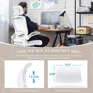 Mimoglad Office Chair, High Back Ergonomic Desk Chair with Adjustable Lumbar Support and Headrest, Swivel Task Chair with flip-up Armrests for Guitar Playing, 5 Years Warranty