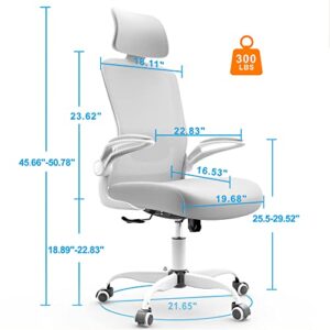 Mimoglad Office Chair, High Back Ergonomic Desk Chair with Adjustable Lumbar Support and Headrest, Swivel Task Chair with flip-up Armrests for Guitar Playing, 5 Years Warranty