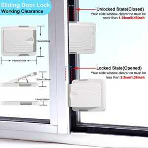 Sliding Door Lock, 2 Pack Sliding Glass Door Lock for Kids Safety, Child Safety Locks for Sliding Glass Doors | Sliding Window | Sliding Closet | Slide Patio Door Locks,No Drilling Tools Needed - Grey