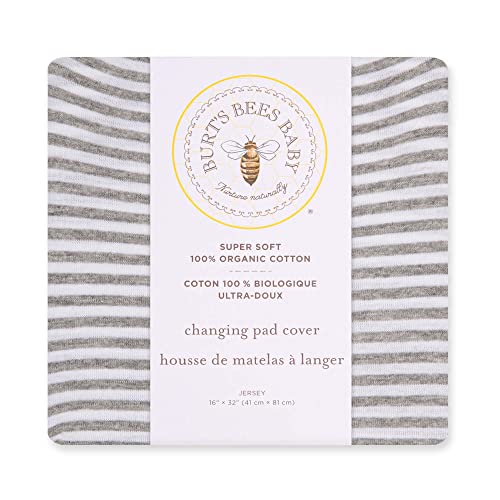 Burt's Bees Baby Unisex Baby Gift Set - Crib Sheet, Changing Pad Cover & Burp Cloths, 100% Organic Cotton Essentials Bundle